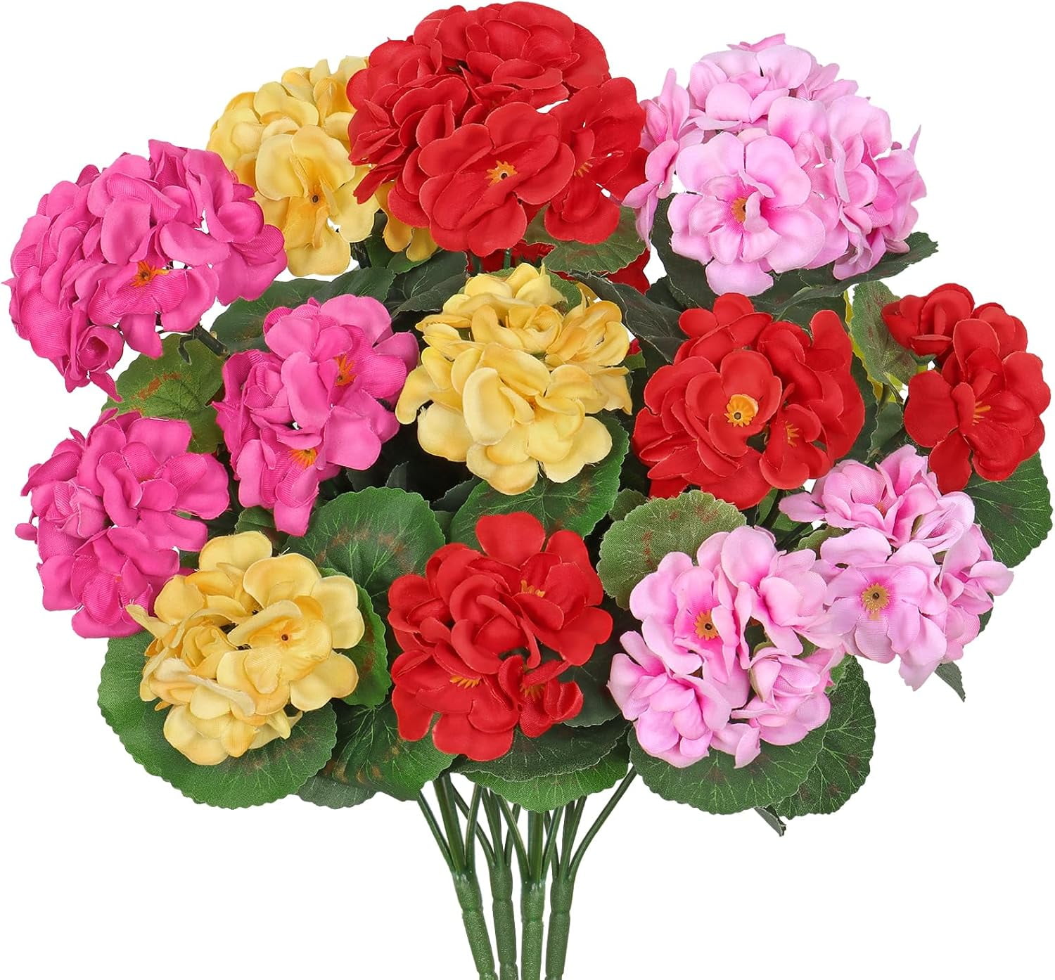 ABPETE Artificial Flowers for Outdoors, 4 Pack Artificial Geraniums ...