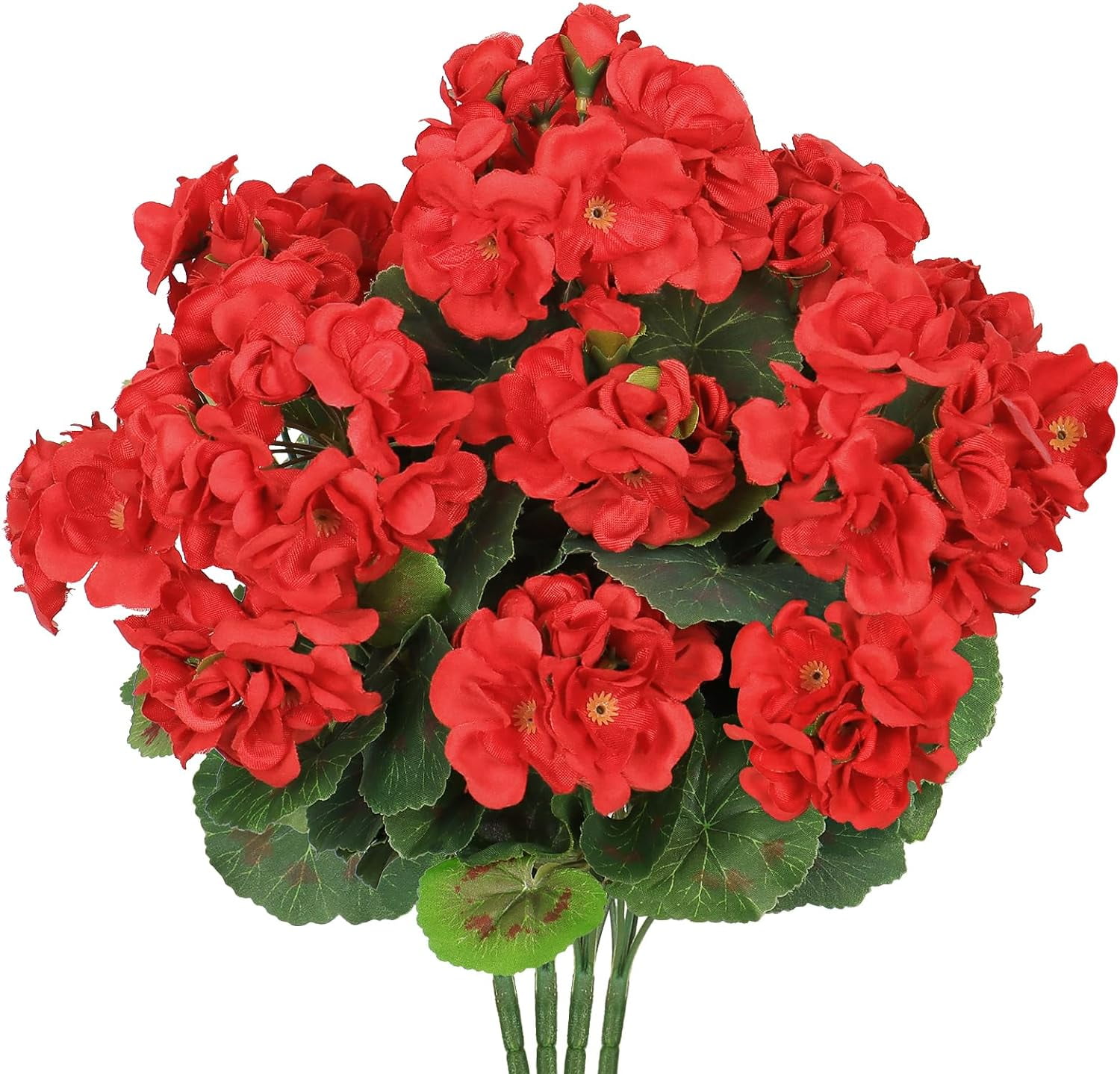 ABPETE Artificial Geranium for Outdoors, 4 Pack Red Geraniums Silk ...