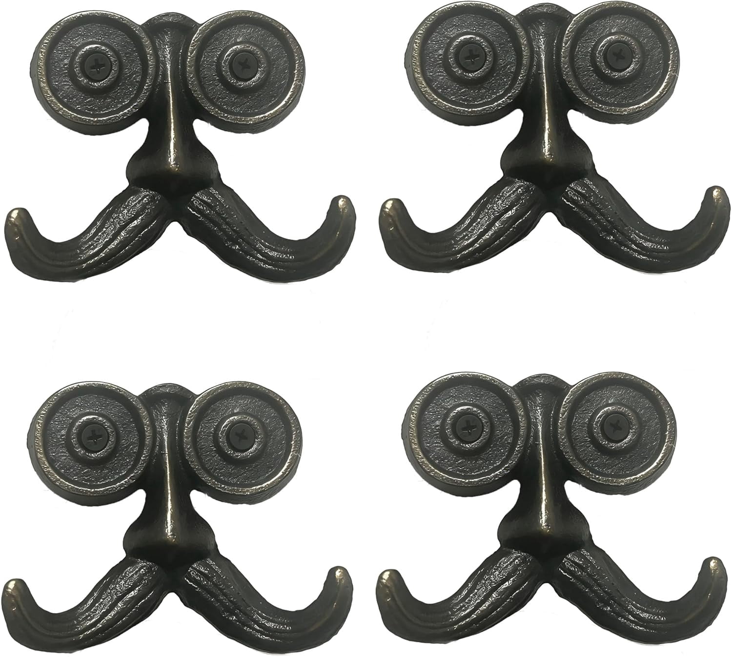 ABPETE Cast Iron Hook,Heavy Duty Vintage Beard Shape Wall Hooks with 2 ...