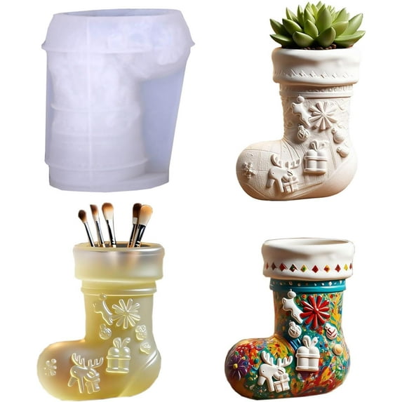 ABPETE Christmas Silicone Molds, Reusable Christmas Stocking Candle ...