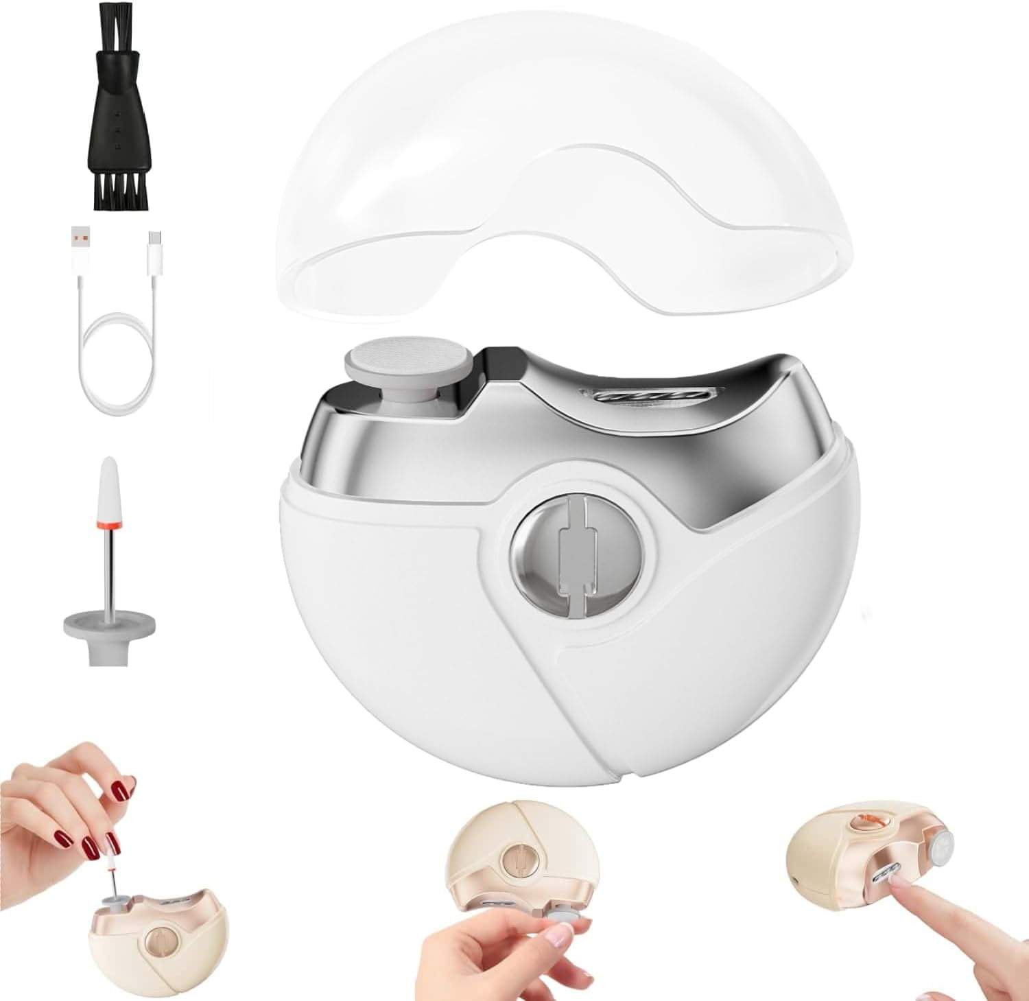 ABPETE Electric Nail Clipper,with Trimming, Buffing, and Polish Removal ...