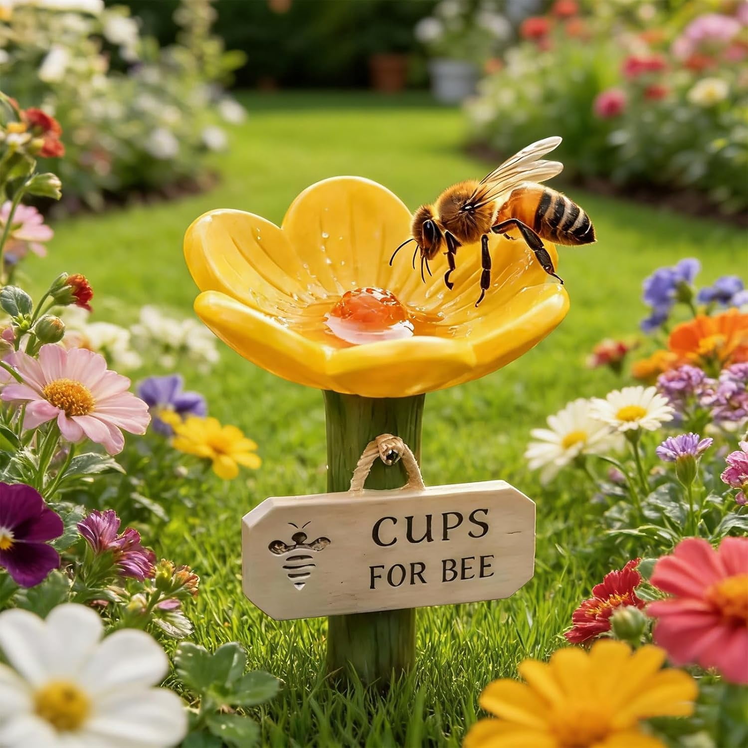 ABPETE Flower-Shaped Ceramic Bee & Butterfly Feeder,Outdoor Pollinator ...