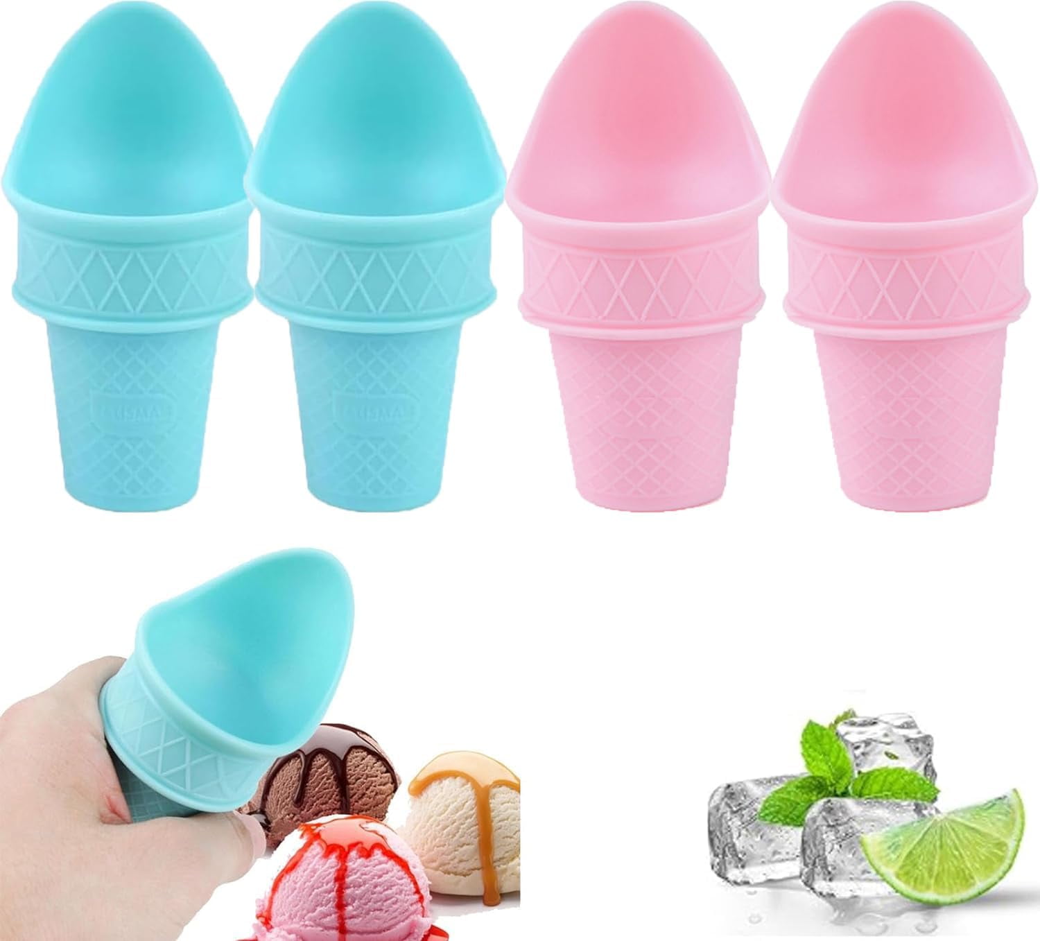 ABPETE Ice Cream Cone Holder,New Ice Cream Cone Rack - 4 Set Plastic ...