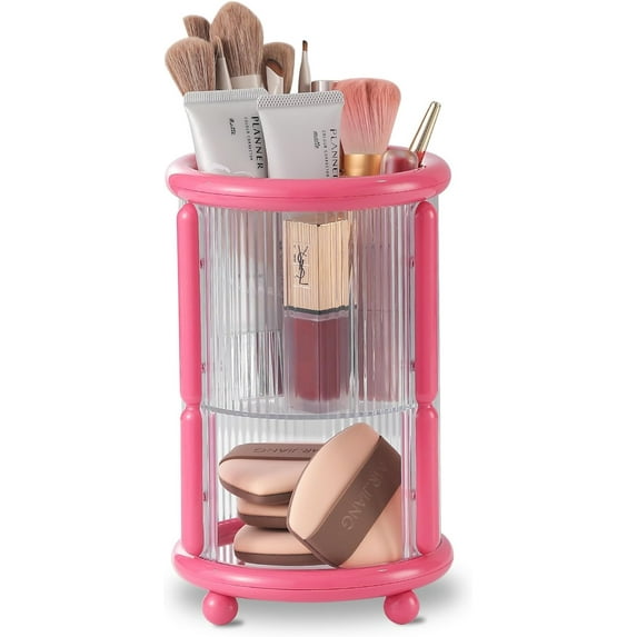 ABPETE Makeup Brush Holder, 2 Tier Clear Cosmetic Tools Organizer ...