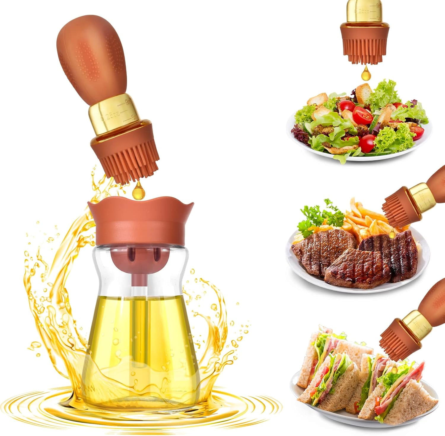 ABPETE Olive Oil Dispenser Bottle Silicone Dropper Measuring Oil ...