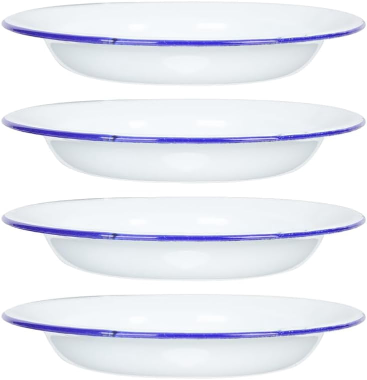 ABPETE Pack of 4 Enamel Plates, 6.3 Inch Unbreakable Enamelware Dinner ...