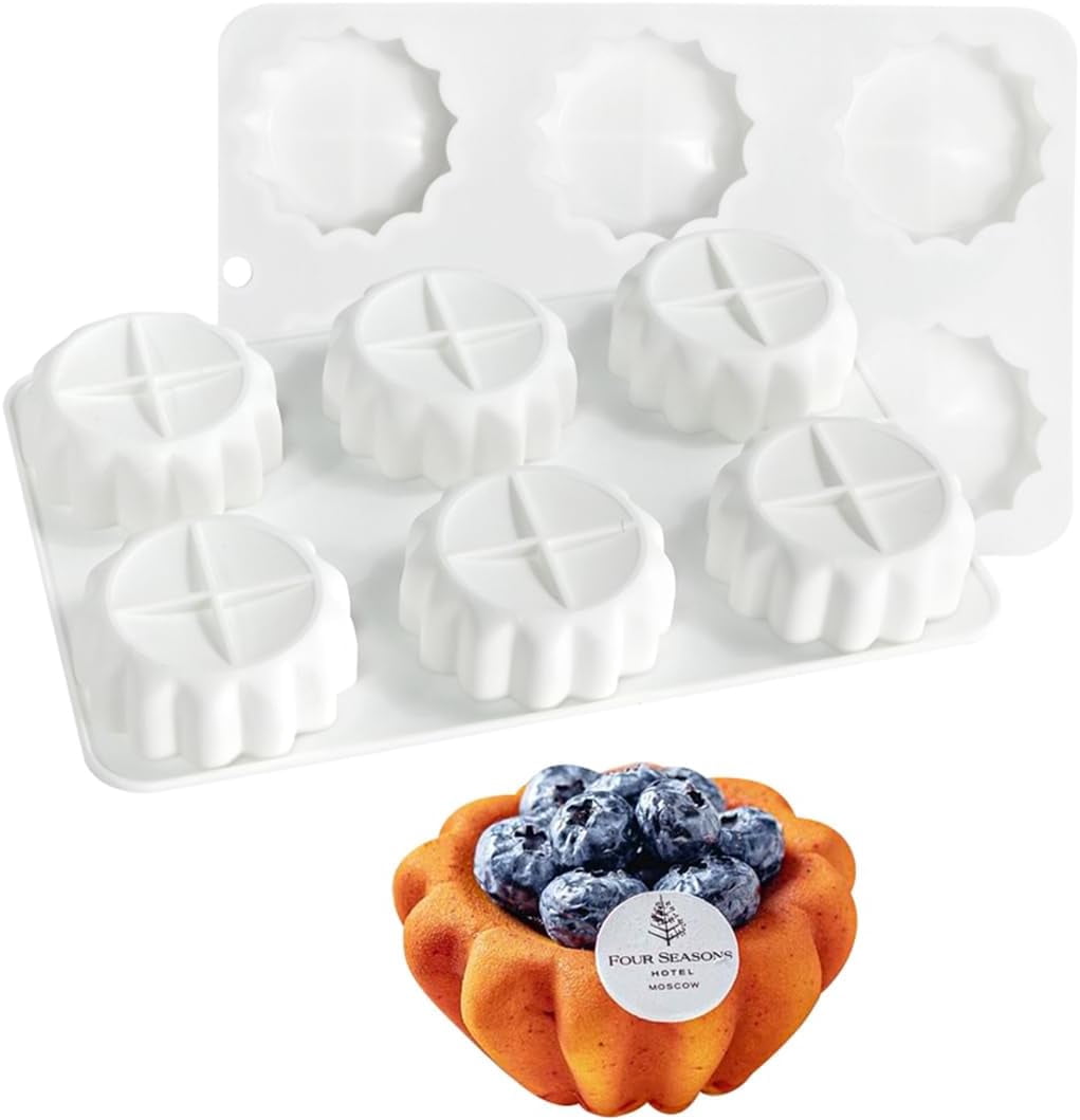 ABPETE Silicone Dessert Mold 6-Cavity Egg Tart Shape Truffle ...
