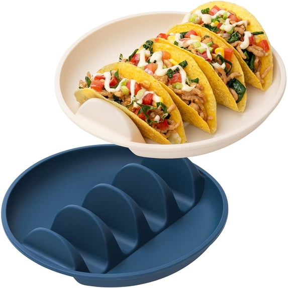 ABPETE Silicone Taco Plates Set of 2, Reusable Taco Holder Plates ...