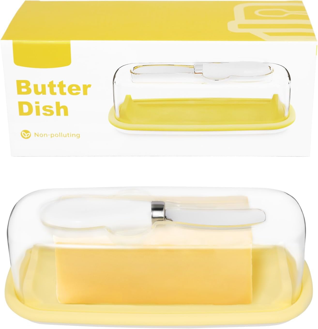 ABPETE Small Butter Dish with Lid and Knife, Clear Plastic Butter ...