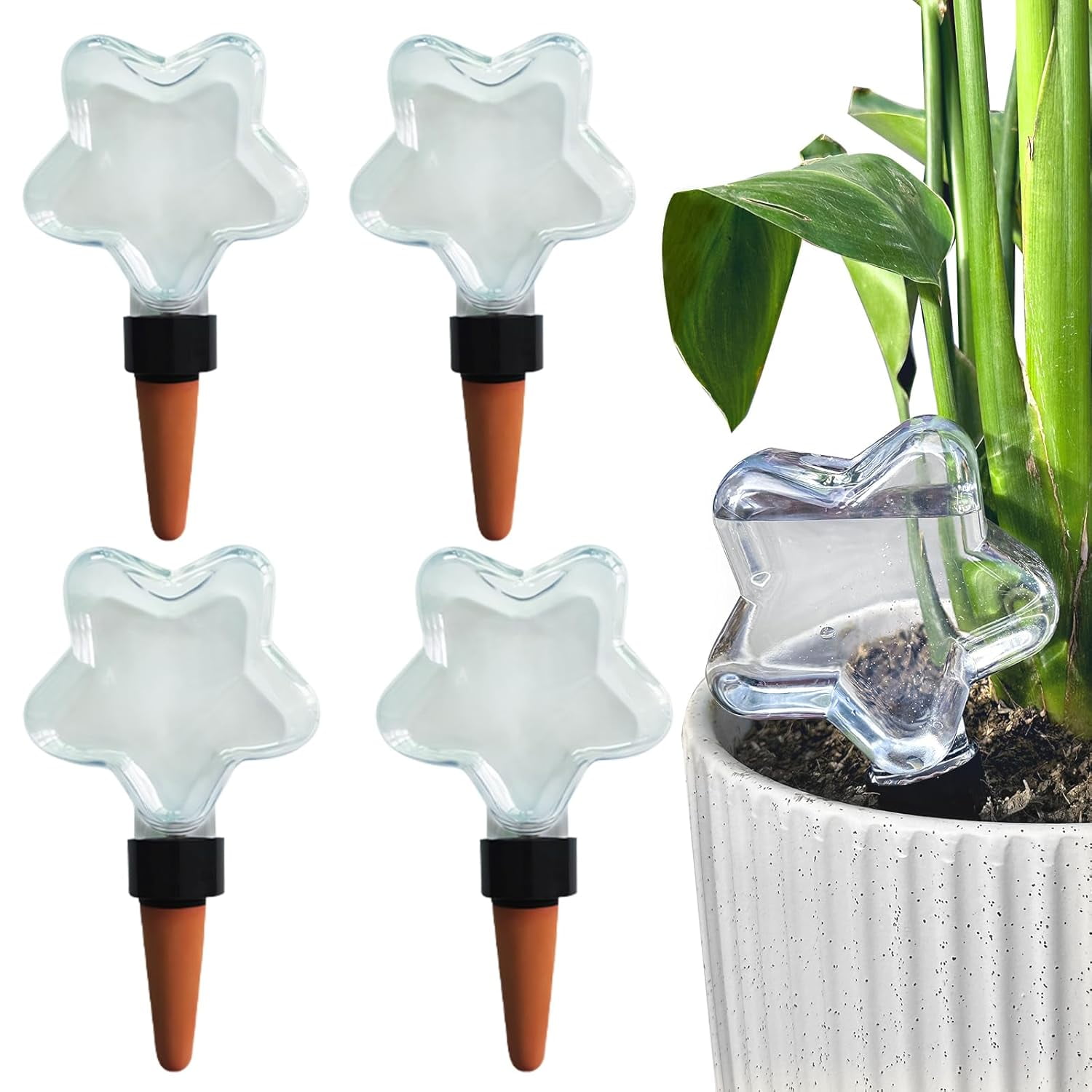 ABPETE Star2-shaped Self Plant Watering Globes-4 Top Fill Automatic ...