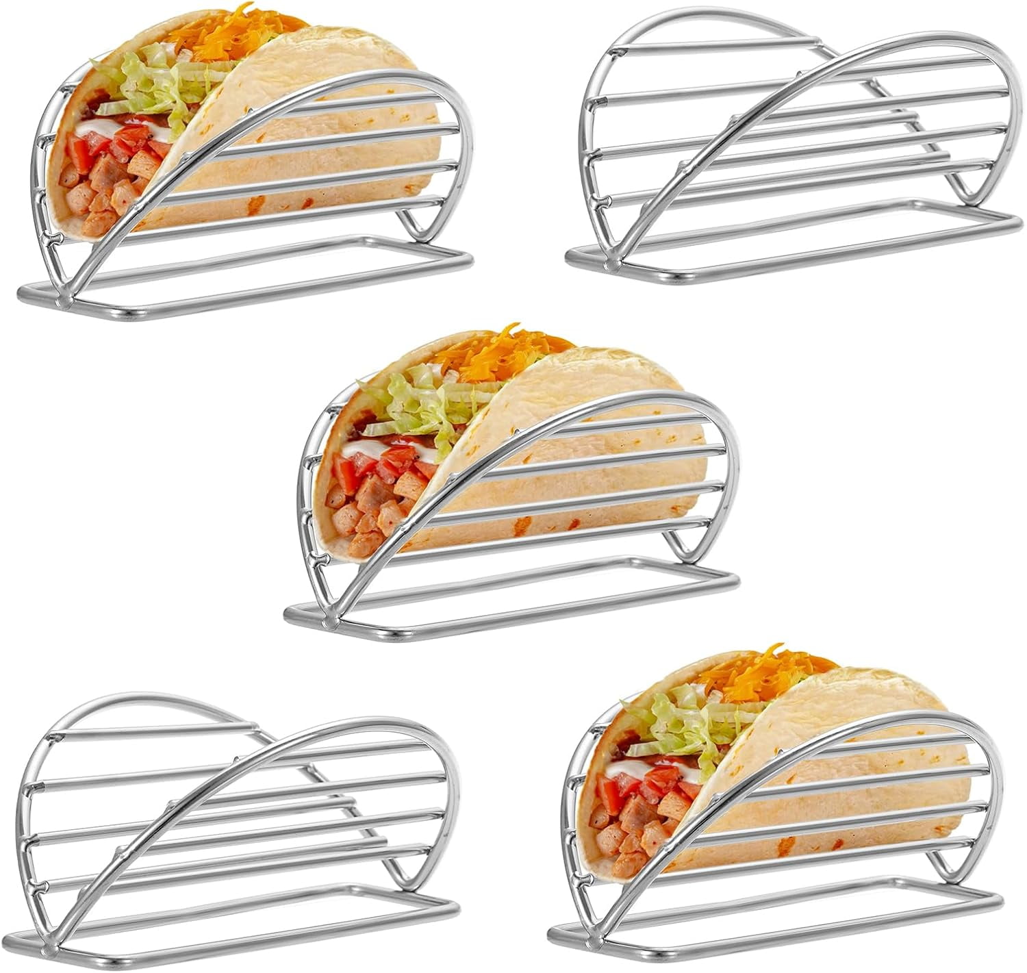 ABPETE Taco Holders Set of 5, Stainless Steel Taco Stand,Soft or Hard ...