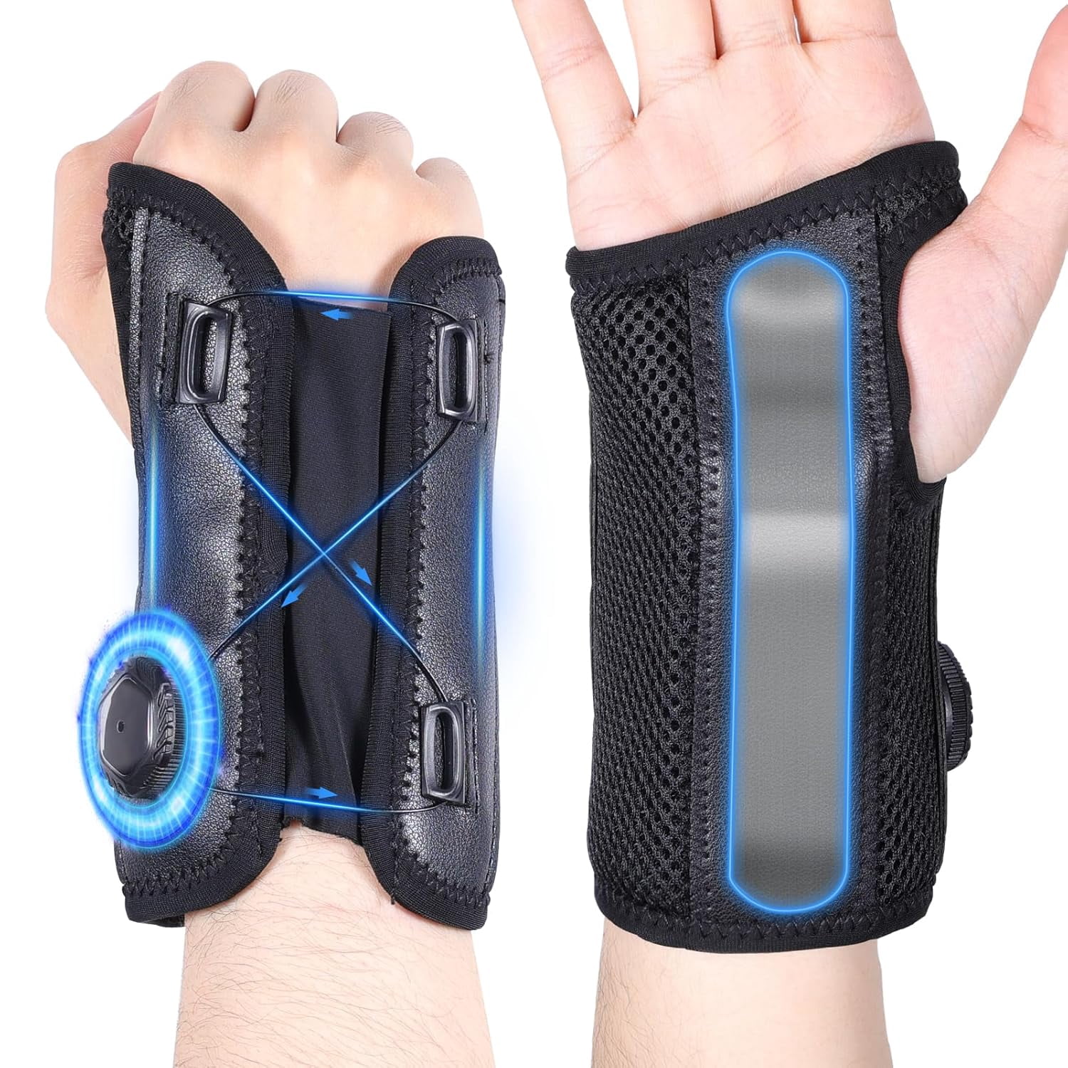 ABPETE Wrist Brace for Carpal Tunnel with Adjustable Knob and Steel ...