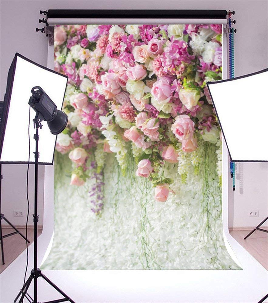 ABPHOTO 5x7ft Photography Backdrop Blooming Rose Florals Shabby Wall ...