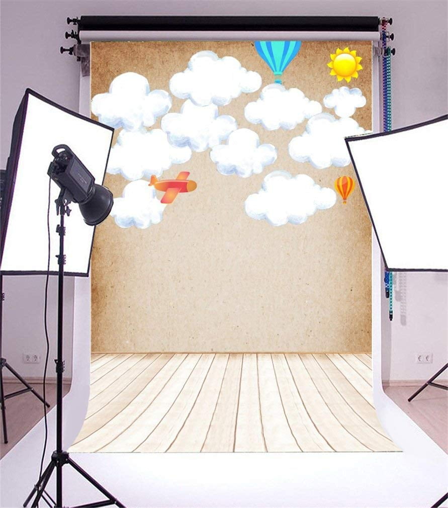 ABPHOTO 5x7ft Photography Backdrop Cartoon White Clouds Background with ...