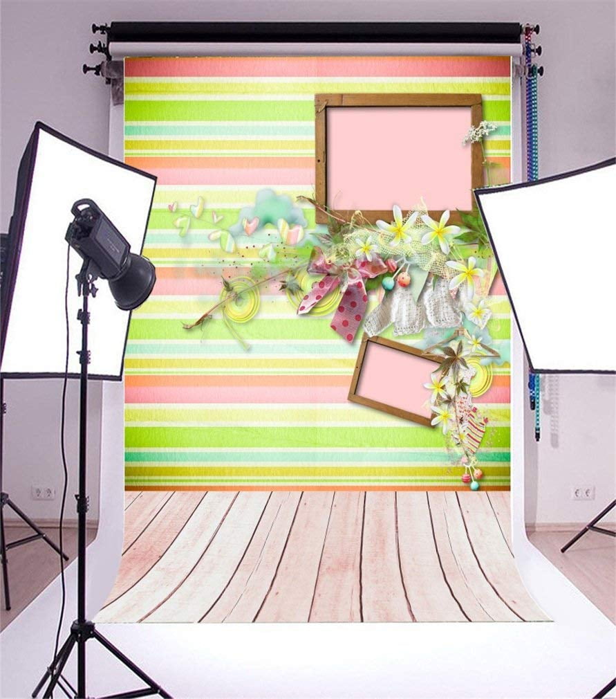 ABPHOTO 5x7ft Photography Backdrop Cartoon 's Frame Fresh Flowers ...