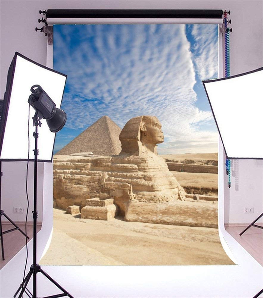 ABPHOTO 5x7ft Photography Backdrop Great Egypt Sphinx Blue Sky White ...