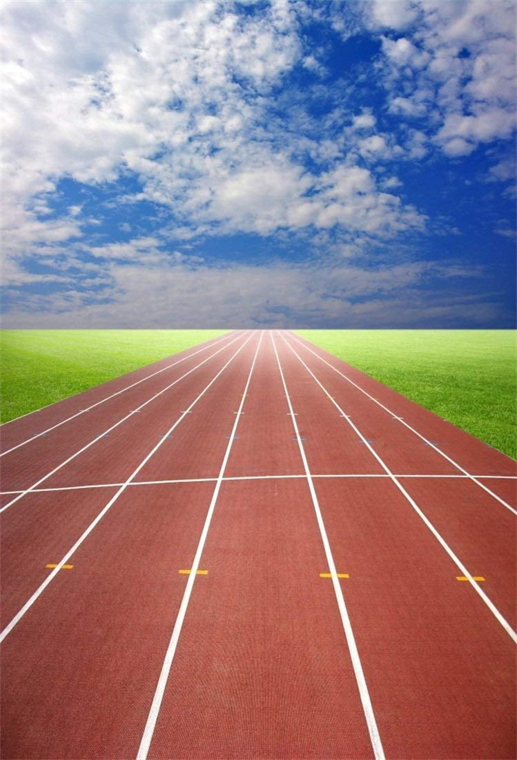 ABPHOTO 5x7ft Photography Backdrop Running Track with Green Grass and ...