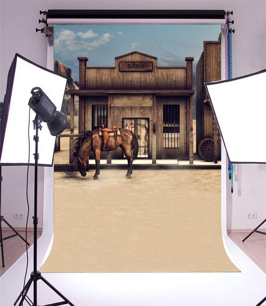 ABPHOTO 5x7ft Photography Backdrop Wild West House Bank Building Wooden ...