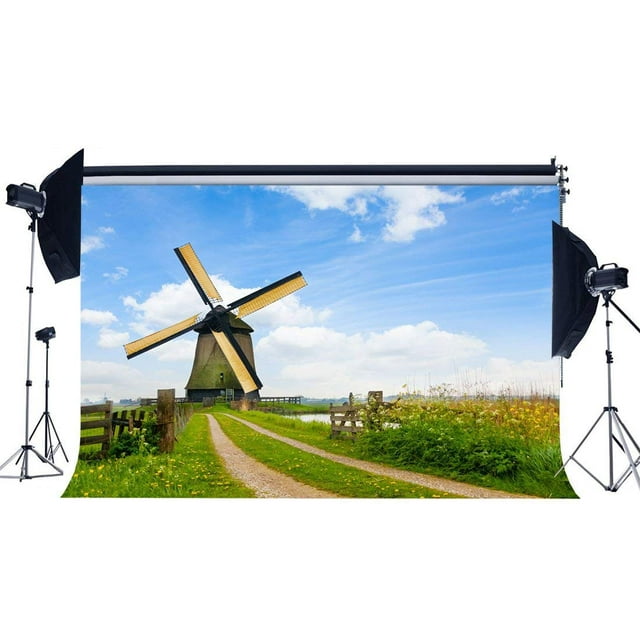 ABPHOTO 7x5ft Dutch Windmill Backdrop Lighthouse Spring Backdrops River ...