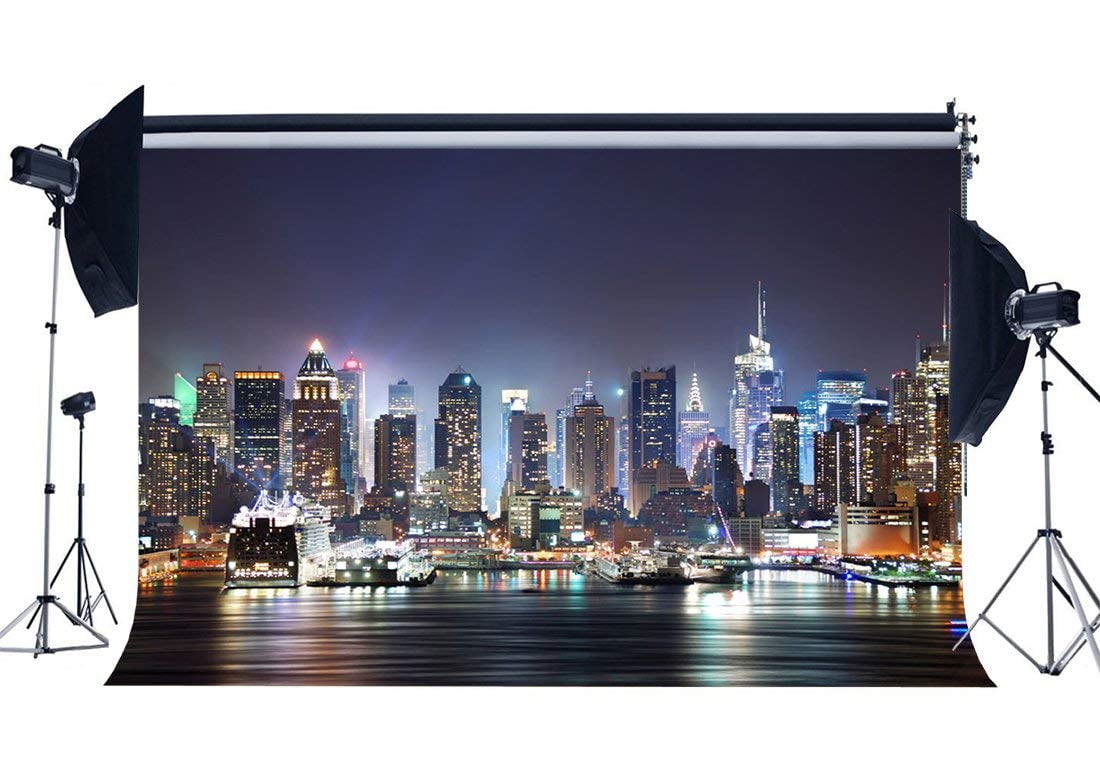ABPHOTO 7x5ft New York City Night View Backdrop Luxurious Ship ...