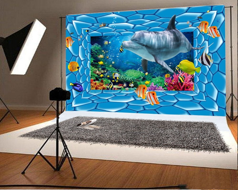 ABPHOTO 7x5ft Photography Backdrop Dolphins Wonderful Undersea World ...
