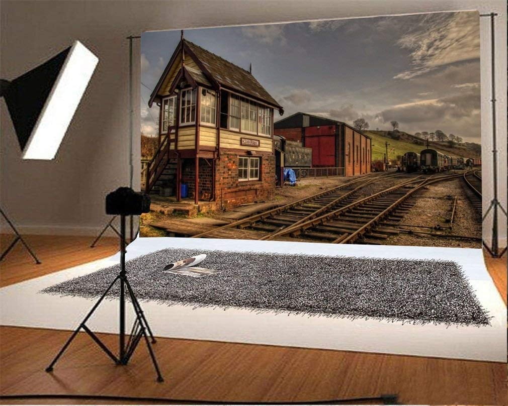 ABPHOTO 7x5ft Photography Backdrop European Railroad Tracks Wooden ...