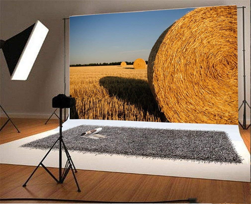 ABPHOTO 7x5ft Photography Backdrop Farmland Straw Hay Bale Wheat Field ...