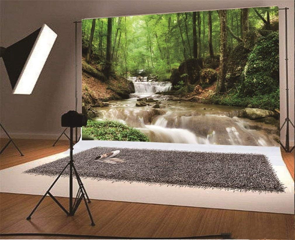 ABPHOTO 7x5ft Photography Backdrop Nature Jungle Trees Cascade Grass ...