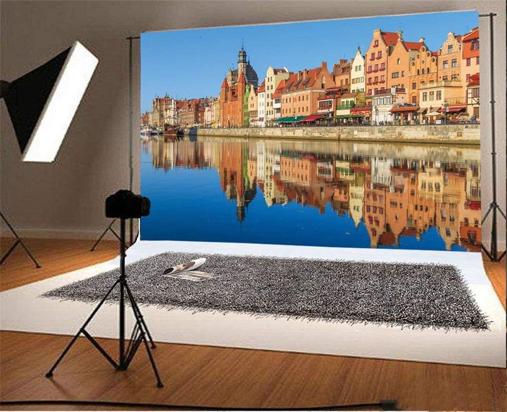 ABPHOTO 7x5ft Photography Backdrop Old Town Waterfront Gdansk Danzig ...