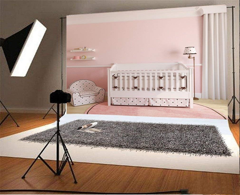ABPHOTO 7x5ft Photography Backdrop Pink Interior Infanette Bed Sofa ...