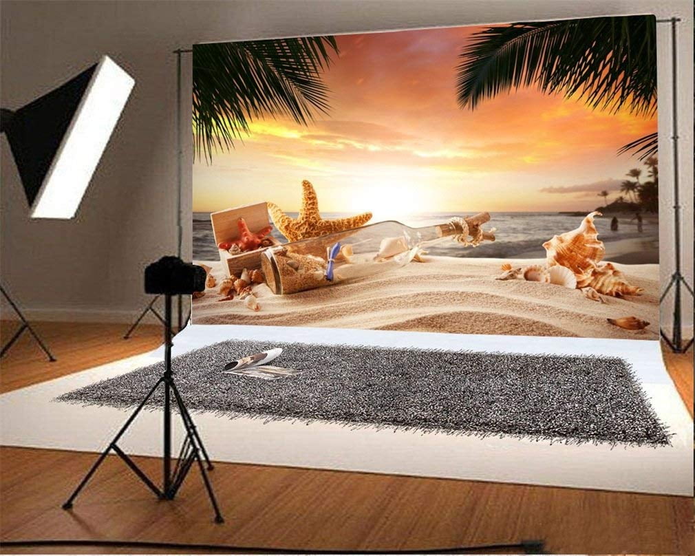 ABPHOTO 7x5ft Photography Backdrop Seaside Sand Beach Shells Wishing ...