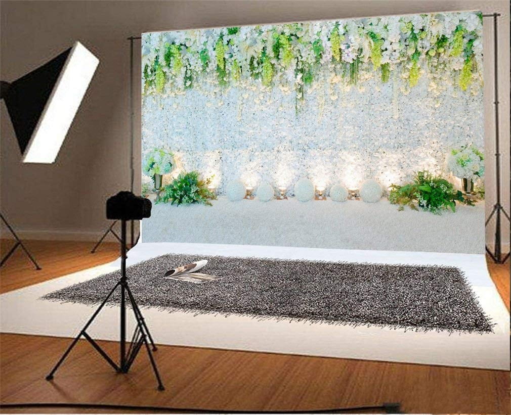 ABPHOTO 7x5ft Photography Backdrop Shabby Chic Wall Blooming Flowers ...