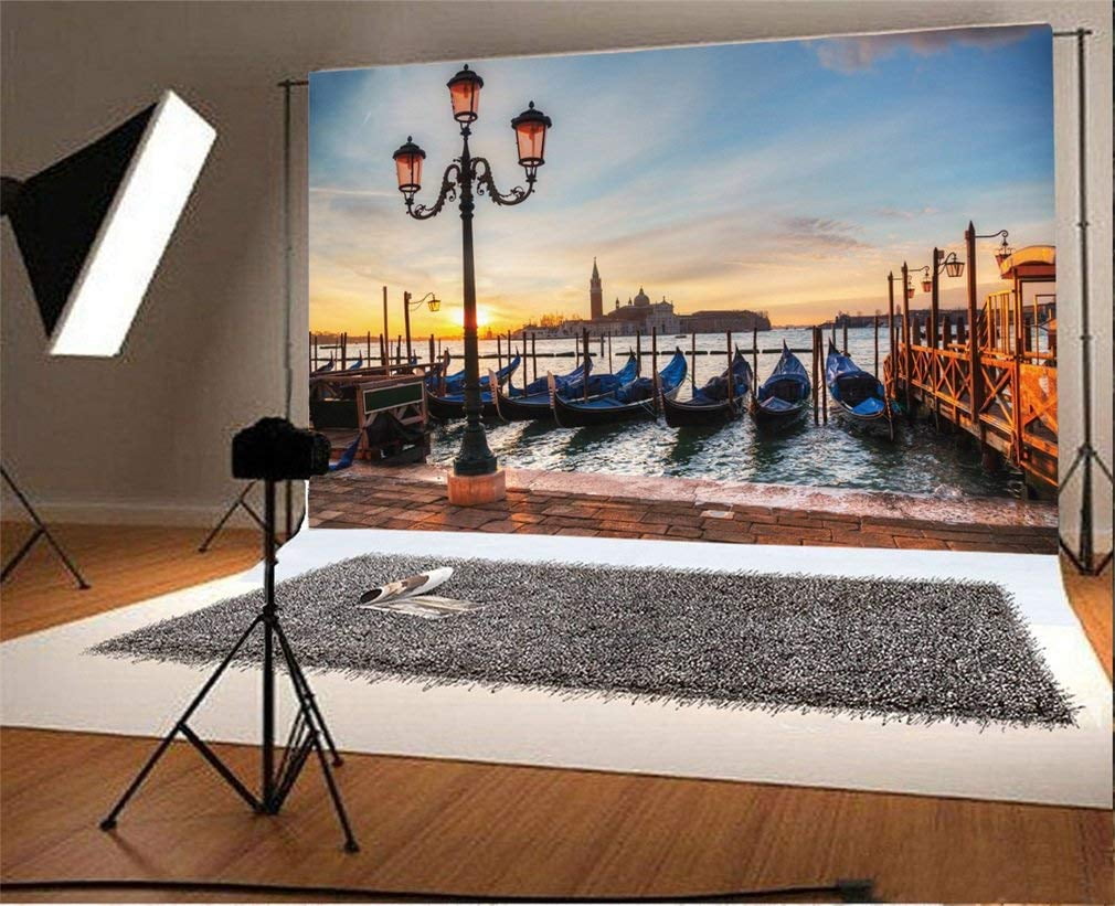 ABPHOTO 7x5ft Photography Backdrop Traditional Italian Gondolas in ...