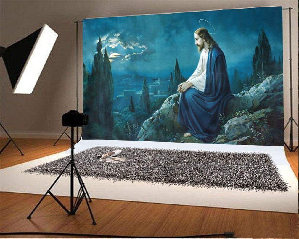 ABPHOTO 7x5ft Photography Backdrop Trees Rock Stones Village DarkCloud ...