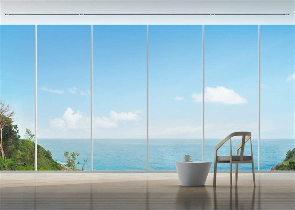 ABPHOTO 7x5ft Sea View Room Backdrop Seaside Living Room French Window ...