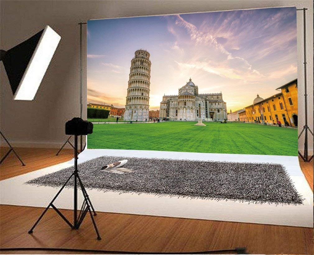 ABPHOTO 7x5t Photography Backdrop Leaning Tower Pisa Cathedral Green ...
