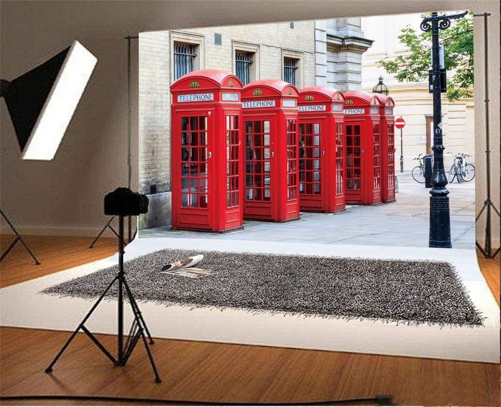 ABPHOTO 7x5t Photography Backdrop The Iconic Red Telephone Booths on ...