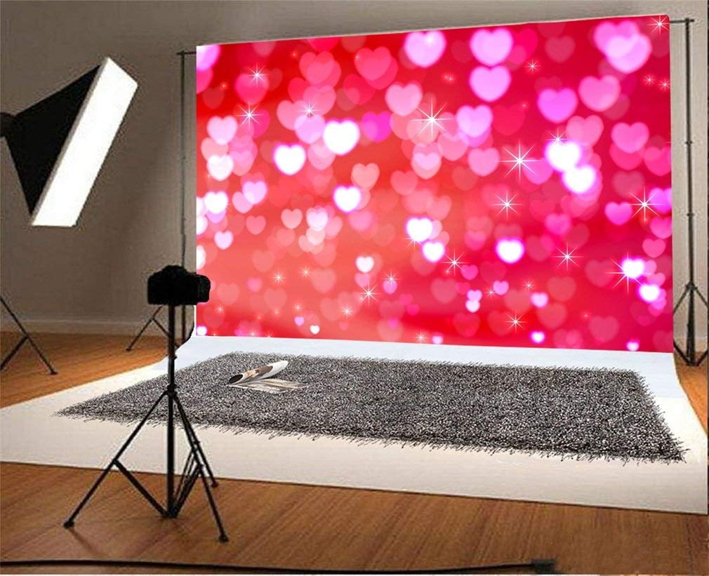 ABPHOTO 7x5t Photography Backdrop Valentine's Day Bokeh Hearts Sparkle ...
