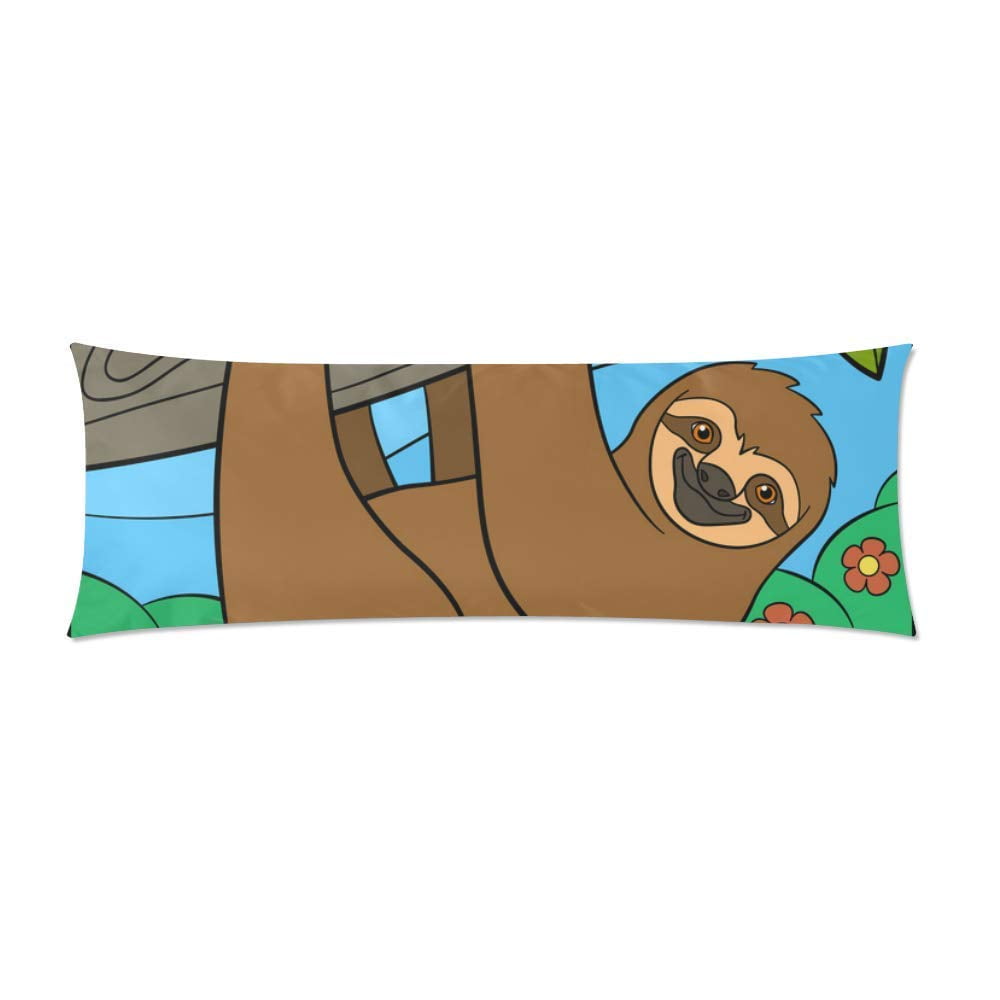ABPHOTO Cute Lazy Sloth Body Pillow Covers Pillowcase Throw Pillows ...