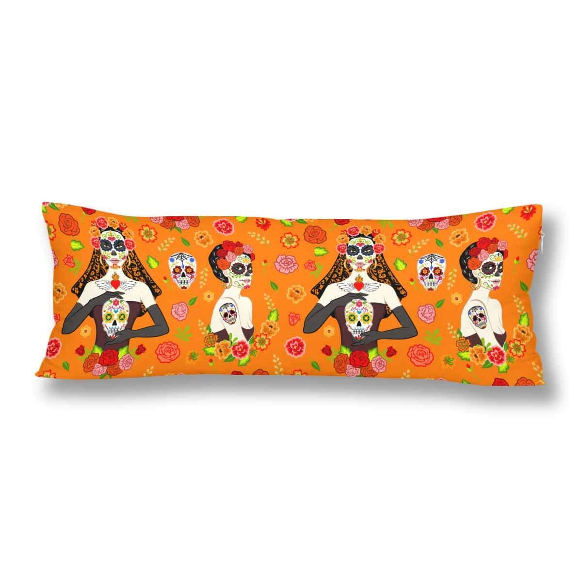 ABPHOTO Day Of Dead Body Pillow Covers Pillowcase Throw Pillows 20x60 ...