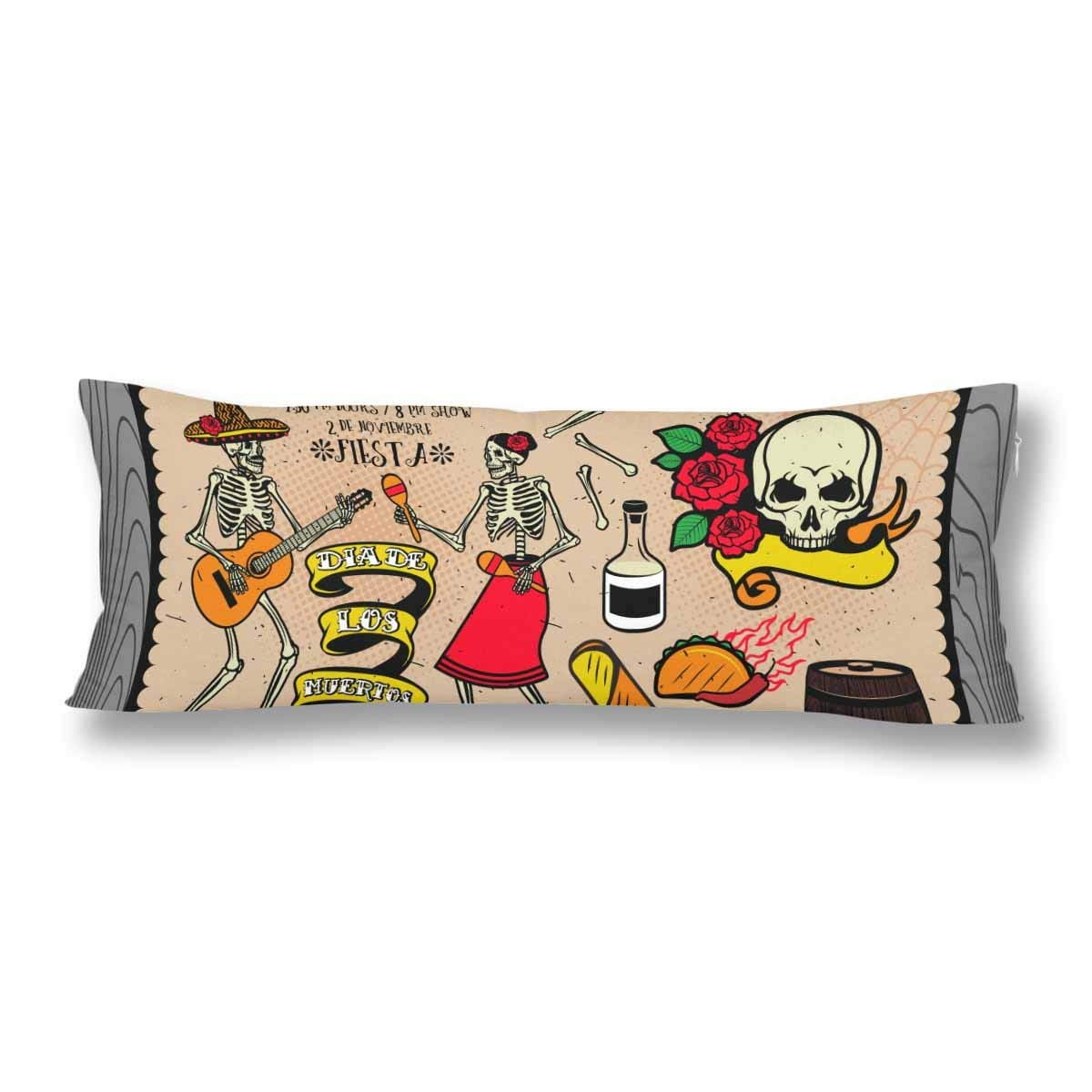 ABPHOTO Day Of Dead Body Pillow Covers Pillowcase Throw Pillows 20x60 ...