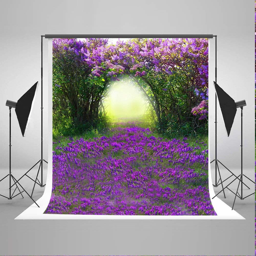 ABPHOTO Polyester 5x7 Purple Flower Field Backdrops Fantasy Spring ...
