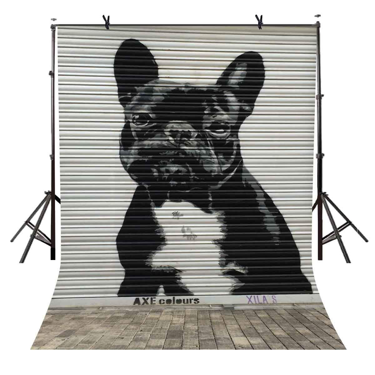 ABPHOTO Polyester 5x7ft A gentleman's Dog Backdrop Black White ...