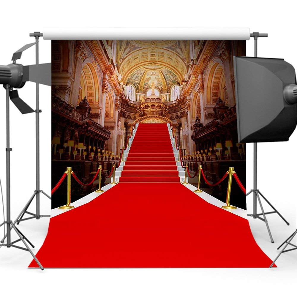 ABPHOTO Polyester 5x7ft Backdrops Long Stairs with Red Carpet ...