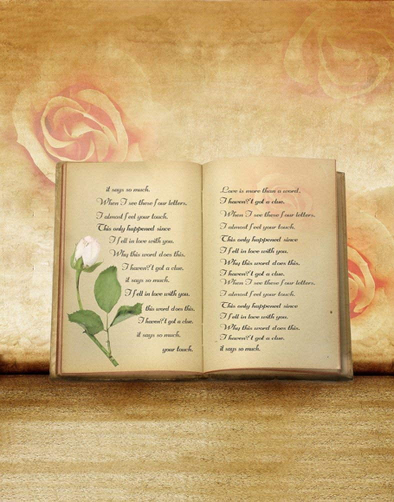 ABPHOTO Polyester 5x7ft Book Poem Rose Flower Photography Backdrops ...
