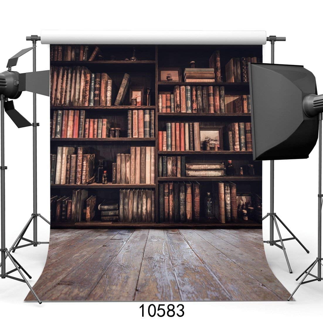 ABPHOTO Polyester 5x7ft Bookshelf Backdrop Interior Study Room Vintage ...