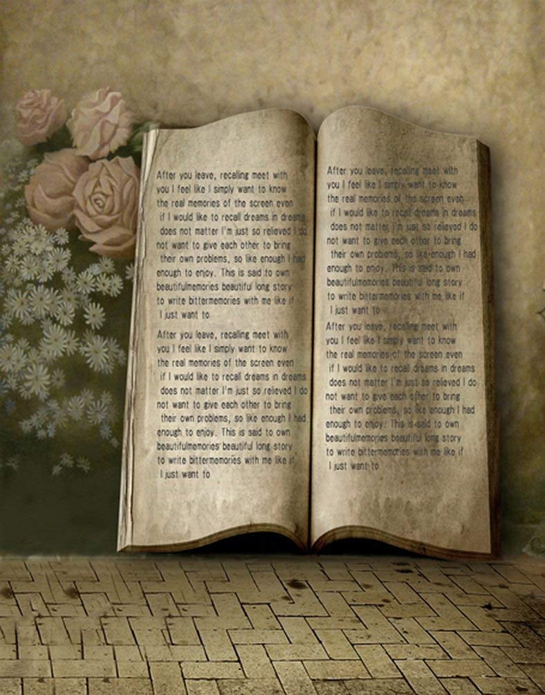 ABPHOTO Polyester 5x7ft Brick Floor Rose Flowers Book Photography ...