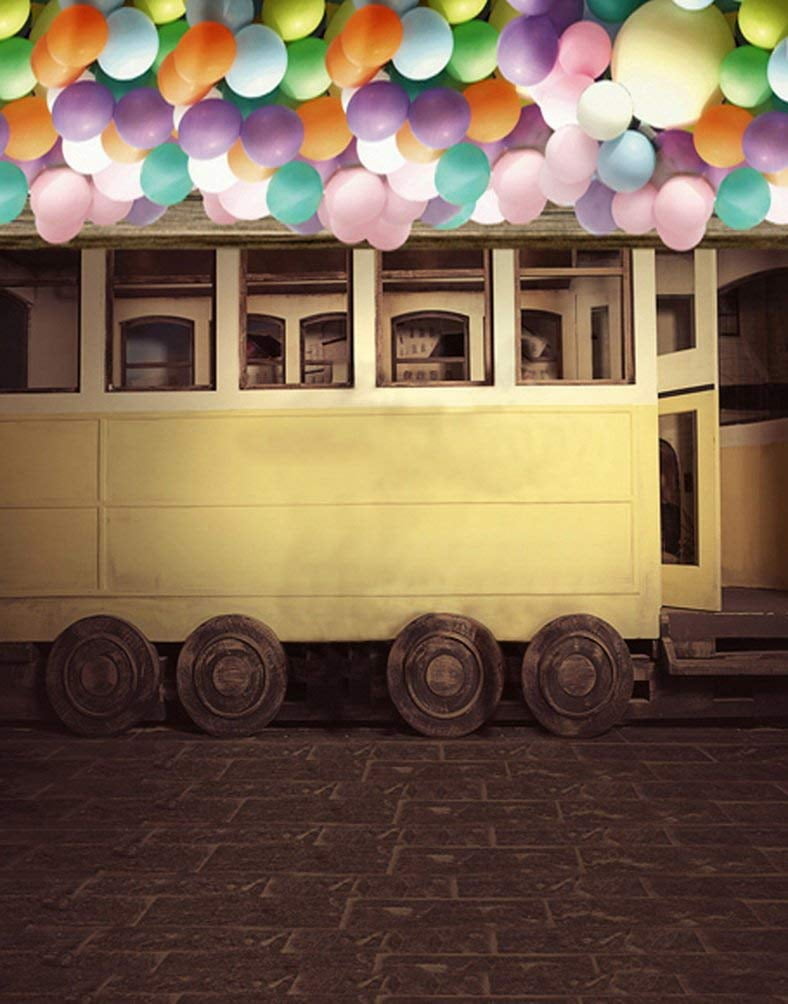 ABPHOTO Polyester 5x7ft Bus Balloon Photography Backdrops Photo Props ...