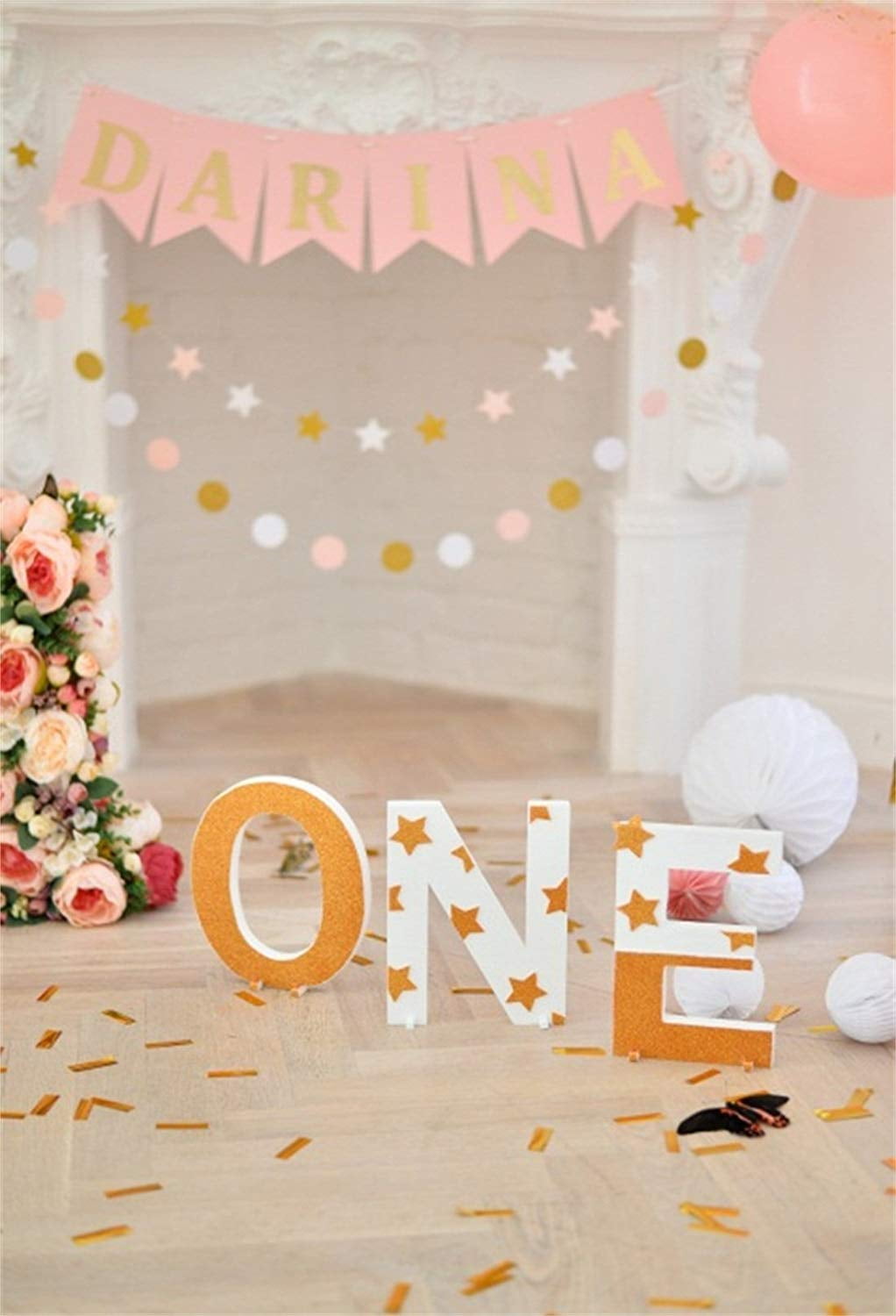 ABPHOTO Polyester 5x7ft Cake Smash Backdrop Girl 1st Birthday Backdrops ...