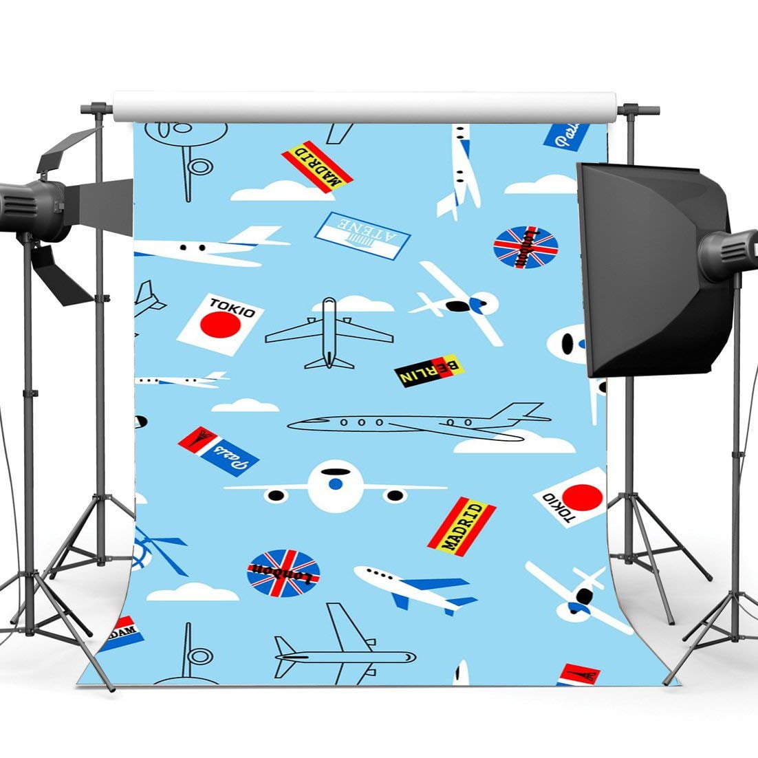 ABPHOTO Polyester 5x7ft Cartoon Airplane Backdrop Toys Aircraft ...